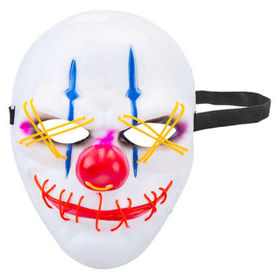 Halloween Clown Mask Neon Lit 3 Mode Mask Trick or Treat Party 27.9cm ...