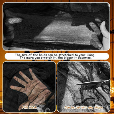 Halloween Creepy Cloth, 83 x 236 Inches Black Halloween Scary Gauze ...