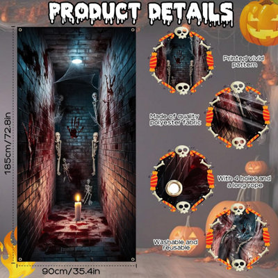 Halloween Door Decorations Banner, Trick or Treat Halloween Door Cover ...