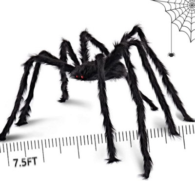Halloween Giant Spider Decorations - 7.5ft Oversize Black Realistic ...