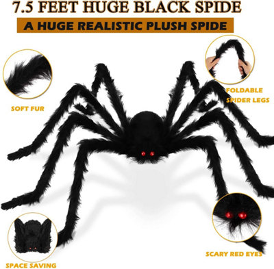 Halloween Giant Spider Decorations - 7.5ft Oversize Black Realistic ...