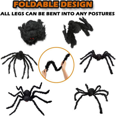 Halloween Giant Spider Decorations - 7.5ft Oversize Black Realistic ...
