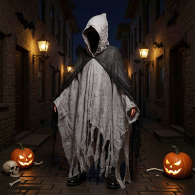 Halloween Grey Linen Phantom Costume Skeleton Cloak | DIY at B&Q