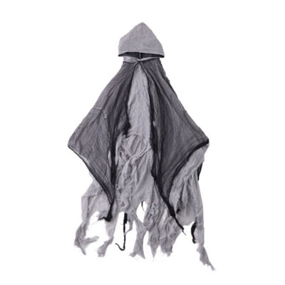 Halloween Grey Linen Phantom Costume Skeleton Cloak