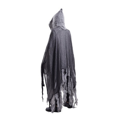Halloween Grey Linen Phantom Costume Skeleton Cloak