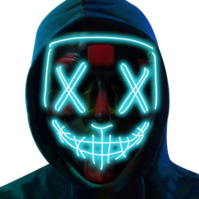 Halloween LED Stitched Purge Mask - ICE BLUE