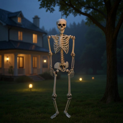 Halloween Realistic Full Body Skeleton Hanging Prop Decoration Posable ...