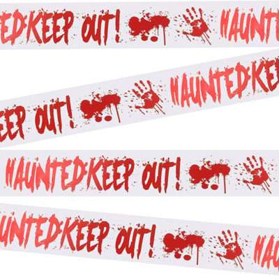 Halloween Scary Bloody Hazard Warning Tape, Red Creepy Crime Scene Tape ...