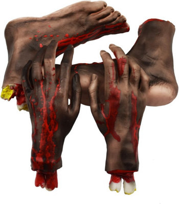 Halloween Severed Hands Feet Set Scary Bloody Broken Body Parts ...