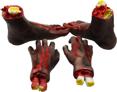 Halloween Severed Hands Feet Set Scary Bloody Broken Body Parts ...