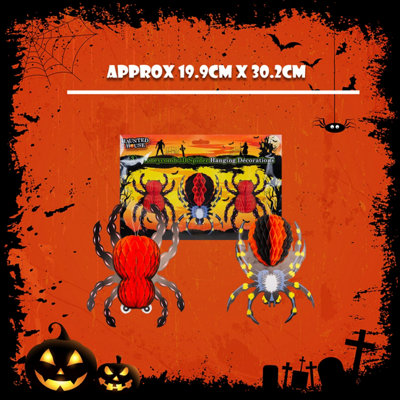 Halloween Spider Hanging Honeycomb Decoration Set of 3 Trick or Treat ...