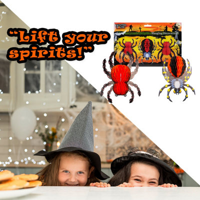 Halloween Spider Hanging Honeycomb Decoration Set of 3 Trick or Treat ...
