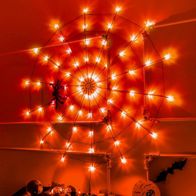 Halloween Spider Web Lights Battery Operated, 1.2m Diameter 70 LEDs ...