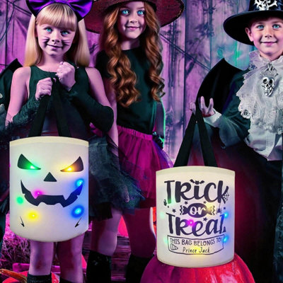 Halloween Trick or Treat Bags Candy Bucket, Light Up Ghost Basket ...
