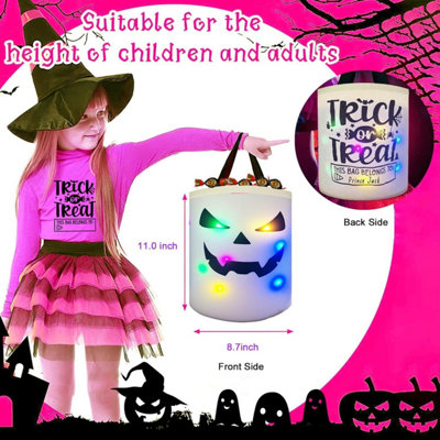 Halloween Trick or Treat Bags Candy Bucket, Light Up Ghost Basket ...