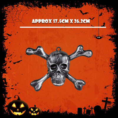 Halloween Wall Decorations Skull & Crossbones Party, Trick or Treat Silver