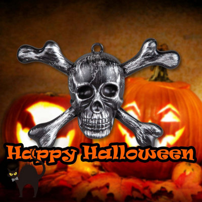 Halloween Wall Decorations Skull & Crossbones Party, Trick or Treat Silver