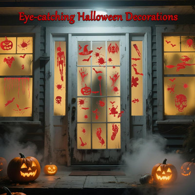 Halloween Window Stickers, Halloween Blood Stickers, Bloody Handprint ...