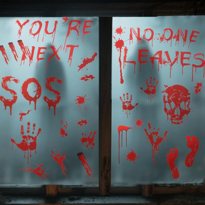 Halloween Window Stickers, Halloween Blood Stickers, Bloody Handprint ...