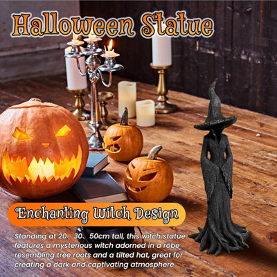 Halloween Witch Statue Resin Witch Figure, Faceless Ghost Sculpture ...