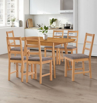 Hallowood Furniture Aston Butterfly Extending Table with 6 Ladder Back ...
