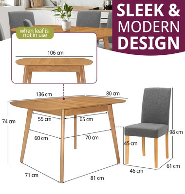 Hallowood Furniture Aston Butterfly Extending Table with 6 Straight ...