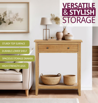 Hallowood Furniture Aston Console Table with one Large Drawer