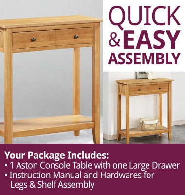 Hallowood Furniture Aston Console Table with one Large Drawer