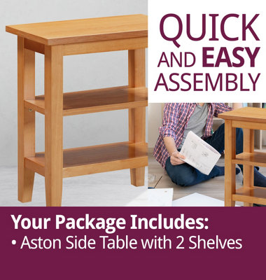 Hallowood Furniture Aston Side Table with 2 Shelves