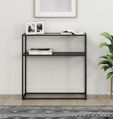 Hallowood Furniture Bewdley Black Display Table with Glass Top