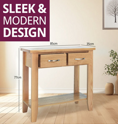 Hallowood Furniture Camberley Oak Small Console Table with 2 Drawers.
