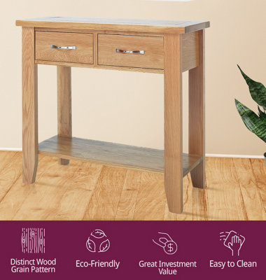 Hallowood Furniture Camberley Oak Small Console Table with 2 Drawers.