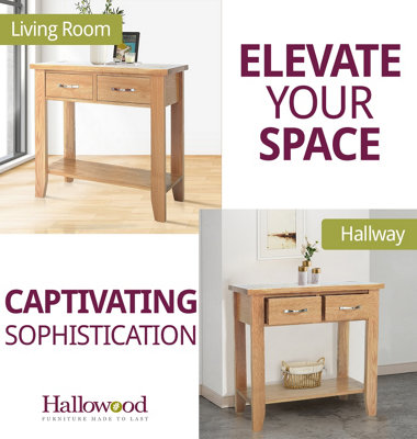 Hallowood Furniture Camberley Oak Small Console Table with 2 Drawers.