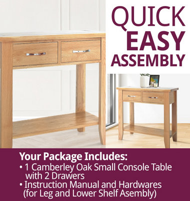 Hallowood Furniture Camberley Oak Small Console Table with 2 Drawers.