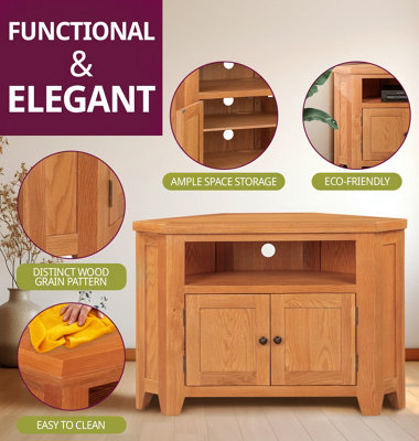 Hallowood Furniture Cotswold Oak 2 Door Corner TV Unit