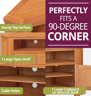Hallowood Furniture Cotswold Oak 2 Door Corner TV Unit
