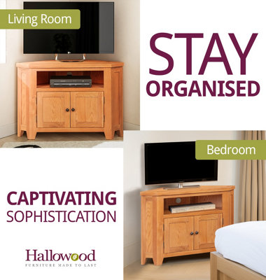 Hallowood Furniture Cotswold Oak 2 Door Corner TV Unit