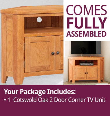 Hallowood Furniture Cotswold Oak 2 Door Corner TV Unit