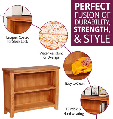 Hallowood Furniture Cotswold Small Wide Bookcase