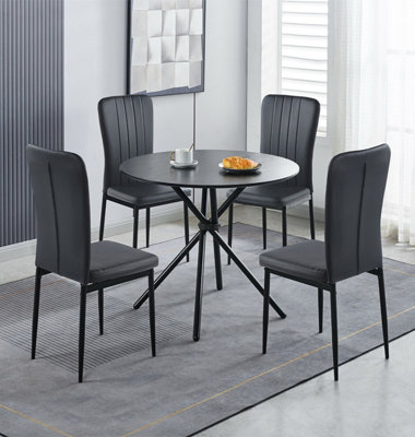 Hallowood Furniture Cullompton Dining Set, Small Round Black Dining ...