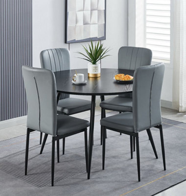 Hallowood Furniture Cullompton Large Black Round Dining Table 120cm ...
