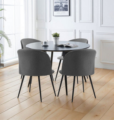 Hallowood Furniture Cullompton Large Round Black Dining Table 120cm ...