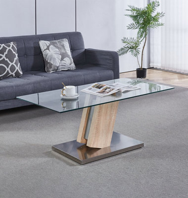 Hallowood Furniture Finley Coffee Table with Glass Top