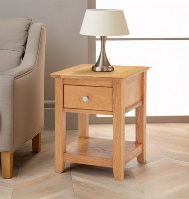 Hallowood Furniture Hereford Oak Small Lamp Table With Drawer | DIY at B&Q