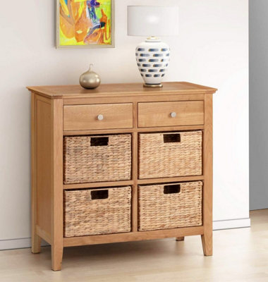 Hallowood Furniture Hereford Storage Table with 4 Baskets