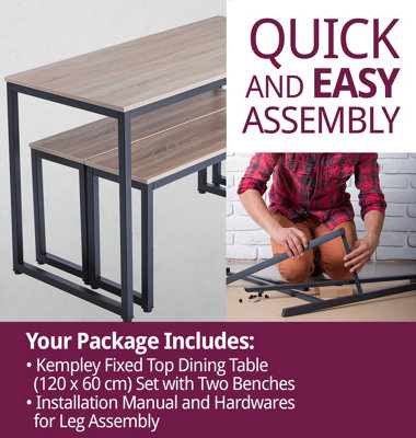 Hallowood Furniture Kempley Fixed Top Dining Table (120 x 60 cm) Set ...