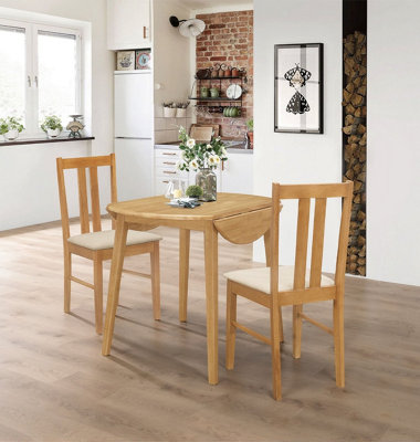 Hallowood Furniture Ledbury Light Oak Drop Leaf Round Dining Table with ...