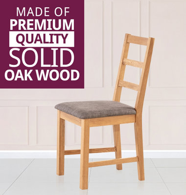 Hallowood Furniture Pair of Oak Small Ladder Back Chairs with Grey ...
