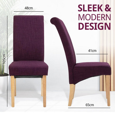 Hallowood Furniture Roll Top Purple Fabric Dining Chair KD Pair