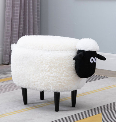 Hallowood Furniture Sheep Storage Stool (White)